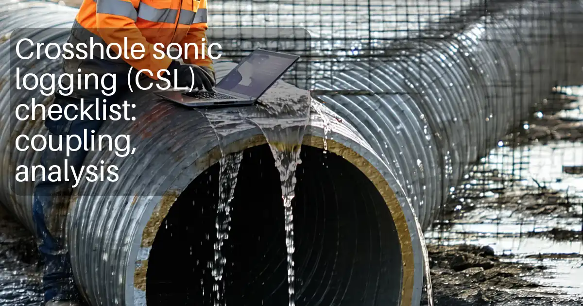 Crosshole sonic logging (CSL) checklist: coupling, analysis