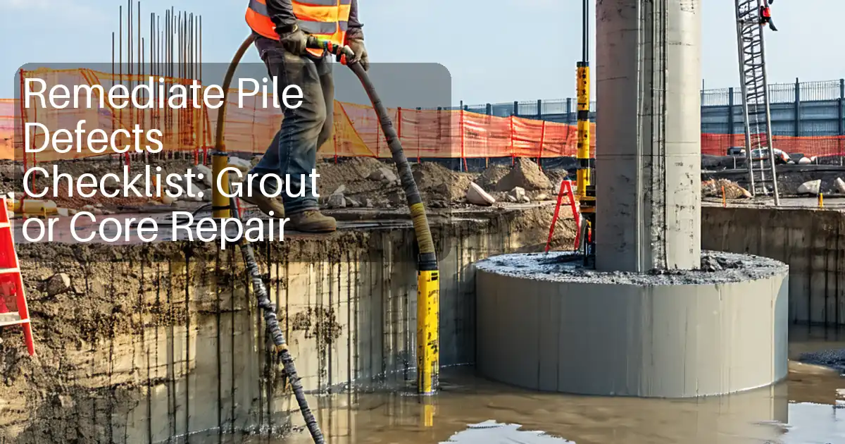 Remediate Pile Defects Checklist: Grout or Core Repair