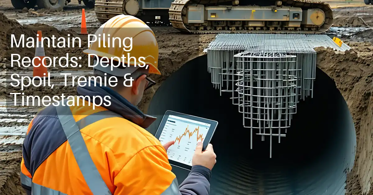 Maintain Piling Records: Depths, Spoil, Tremie & Timestamps