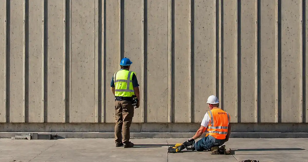 Inspect precast façade panel install: plumbness & bearing